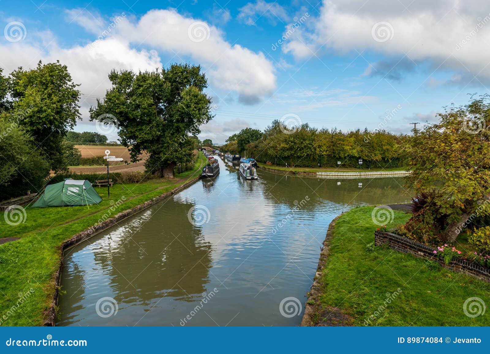 Morning View of Boat Canal in England Stock Photo - Image of nature ...
