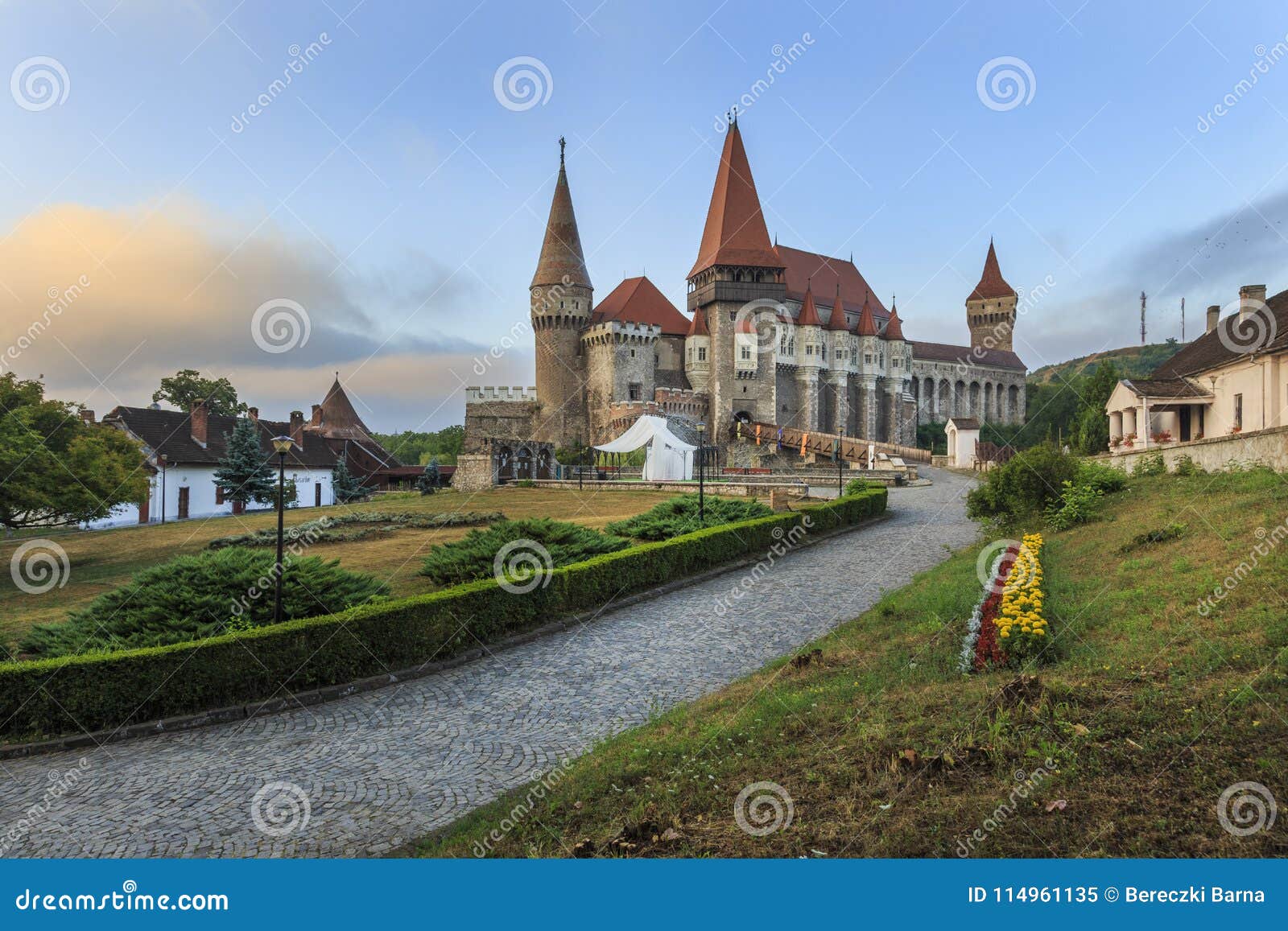 Morning View on Corvin Castle Stock Image - Image of drawbridge ...