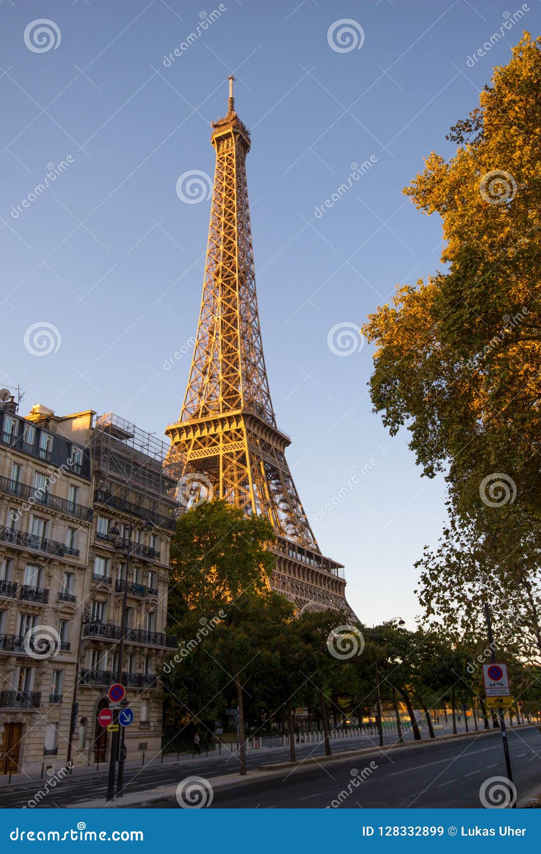Morning View of the Eiffel Tower. Paris, France Stock Image - Image of ...