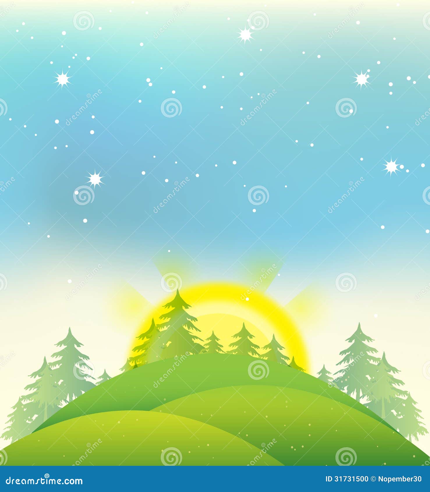 Morning View Landscape stock vector. Illustration of dusk - 31731500