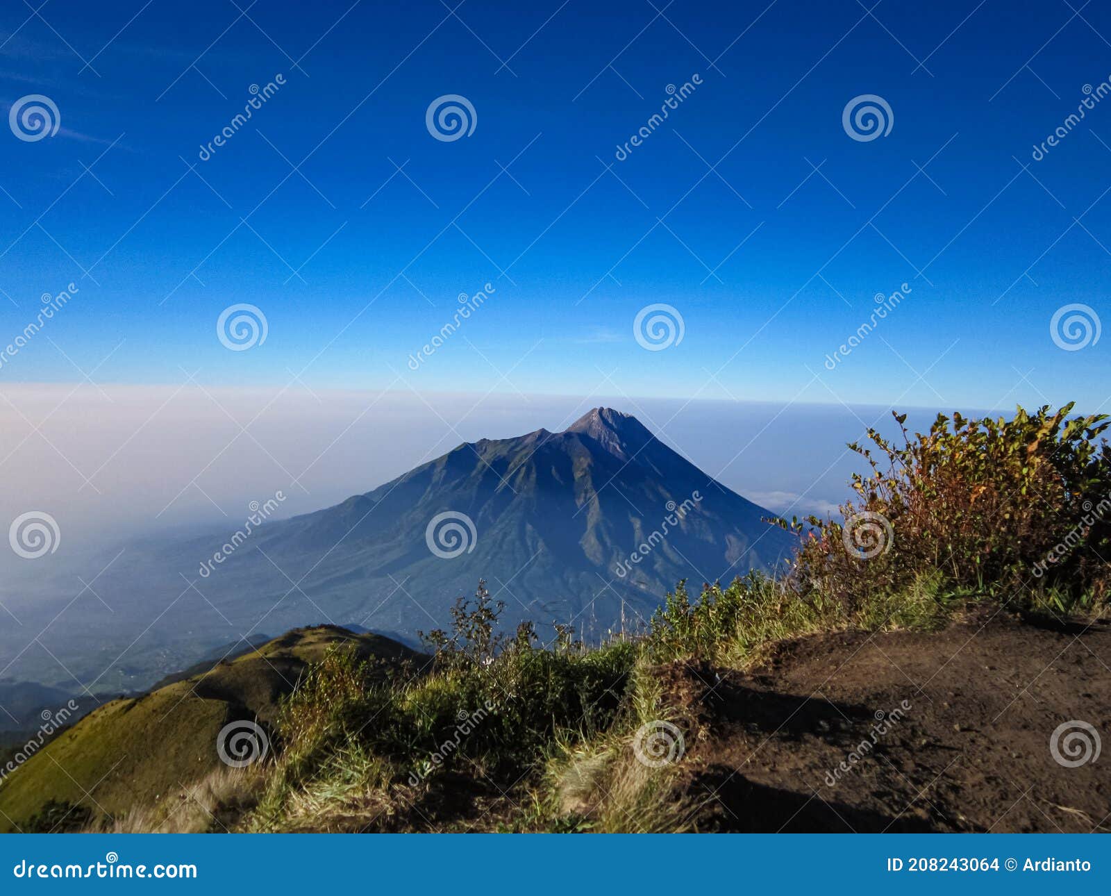 Morning View of Mount Merapi from the Top Stock Photo - Image of mount ...