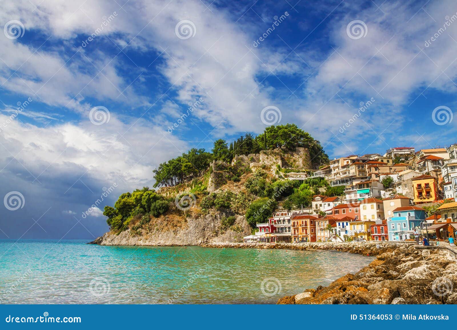 Morning View of Parga, Greece Stock Image - Image of mediteranean ...