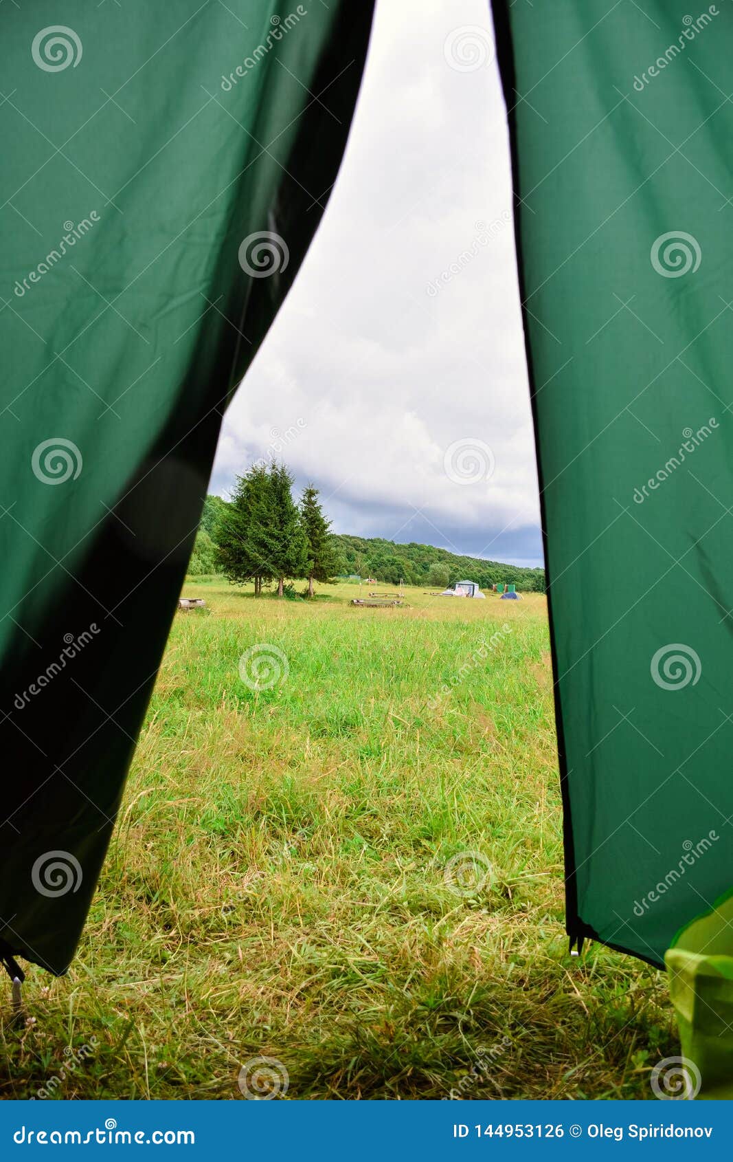 Morning view from the tent stock photo. Image of camping - 144953126