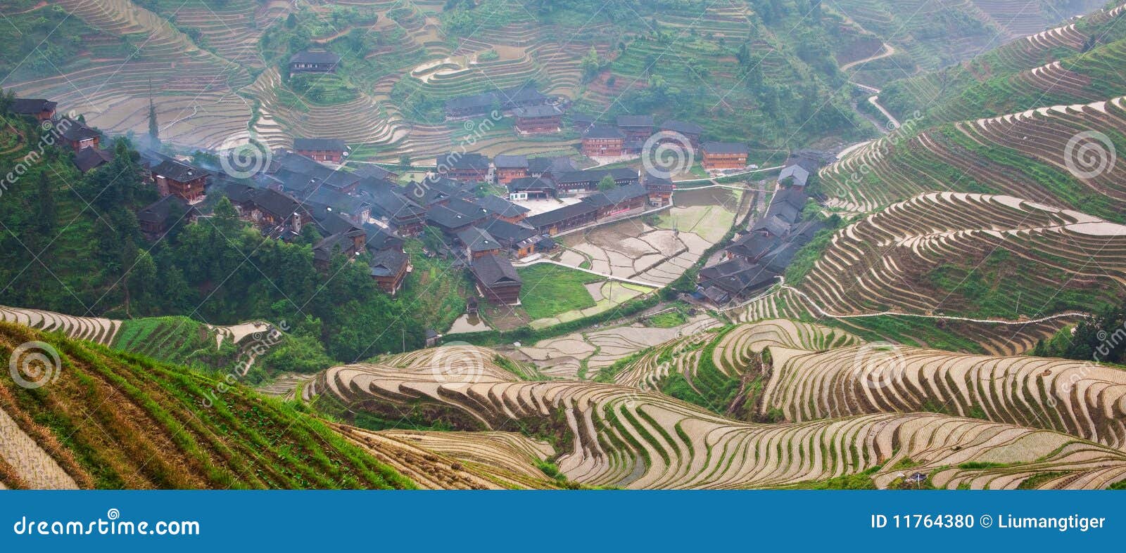 Morning View of Terrace & Village Stock Photo - Image of longsheng ...