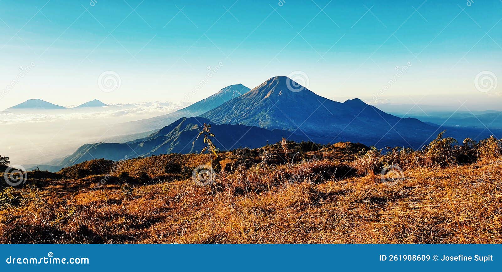 Morning View on Top MT Prau Indonesia Stock Image - Image of mountain ...