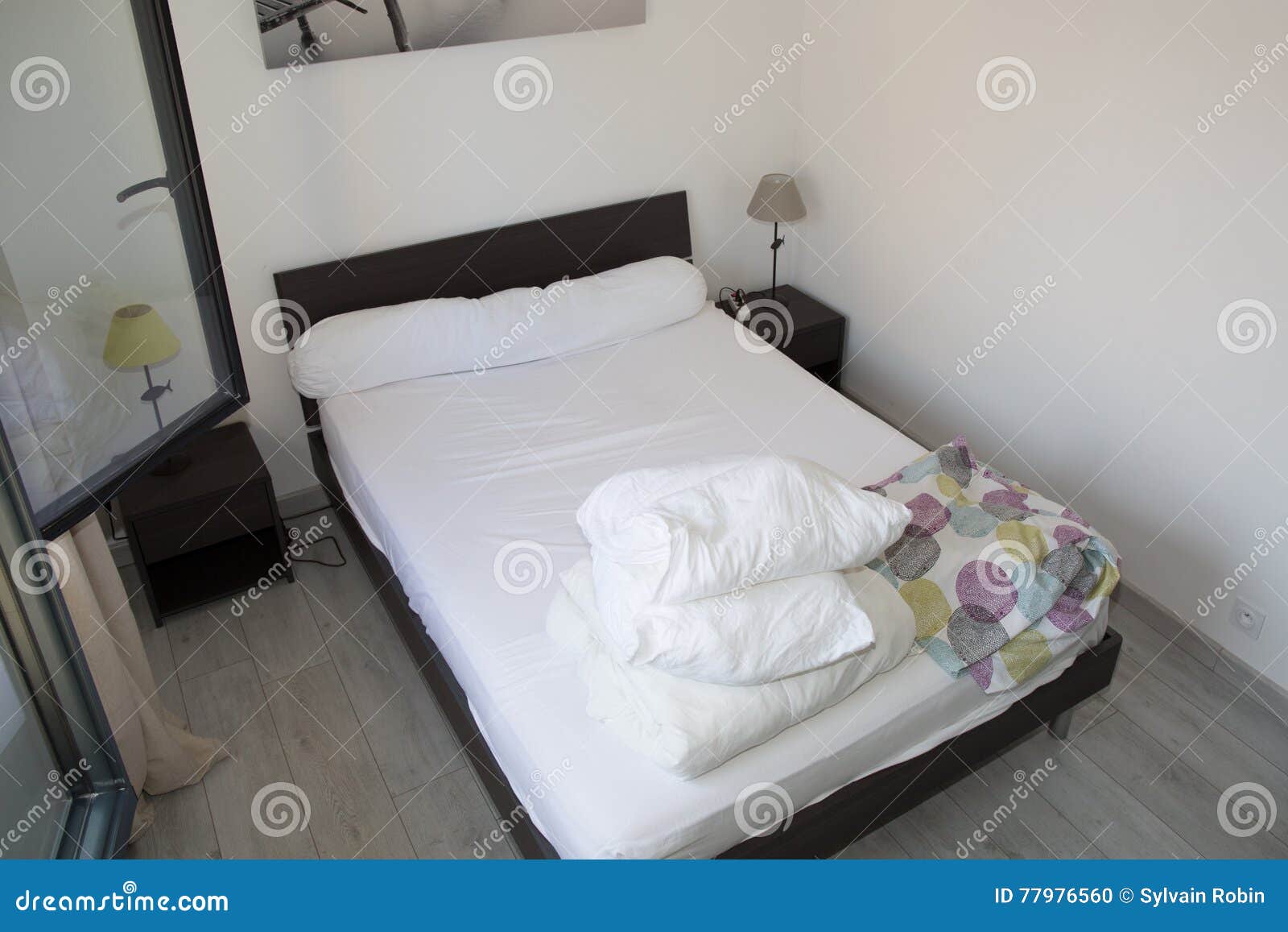 Morning View of an Unmade Bed and No People Stock Photo - Image of ...
