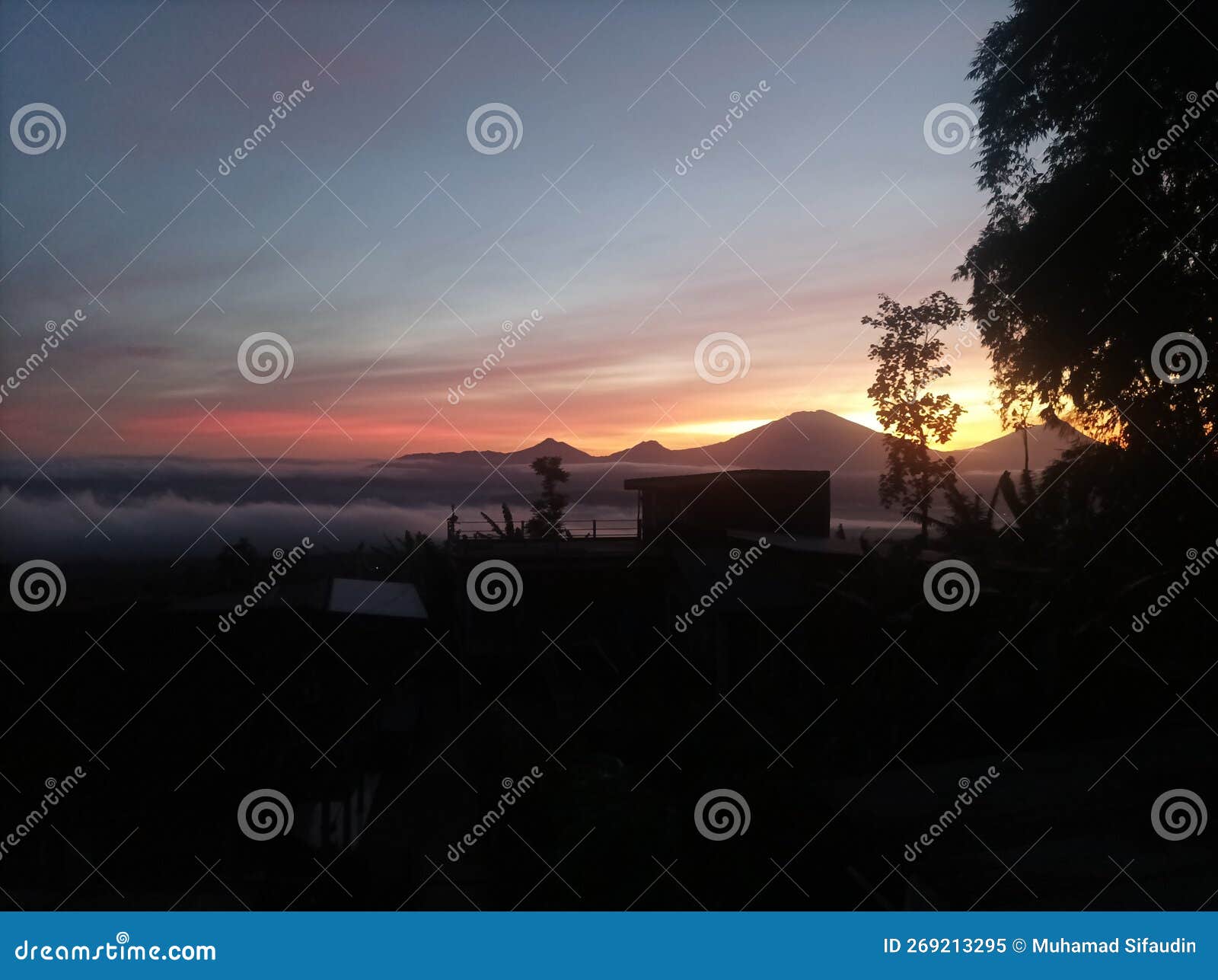 Morning View of the Village on the Mountainside Stock Image - Image of ...