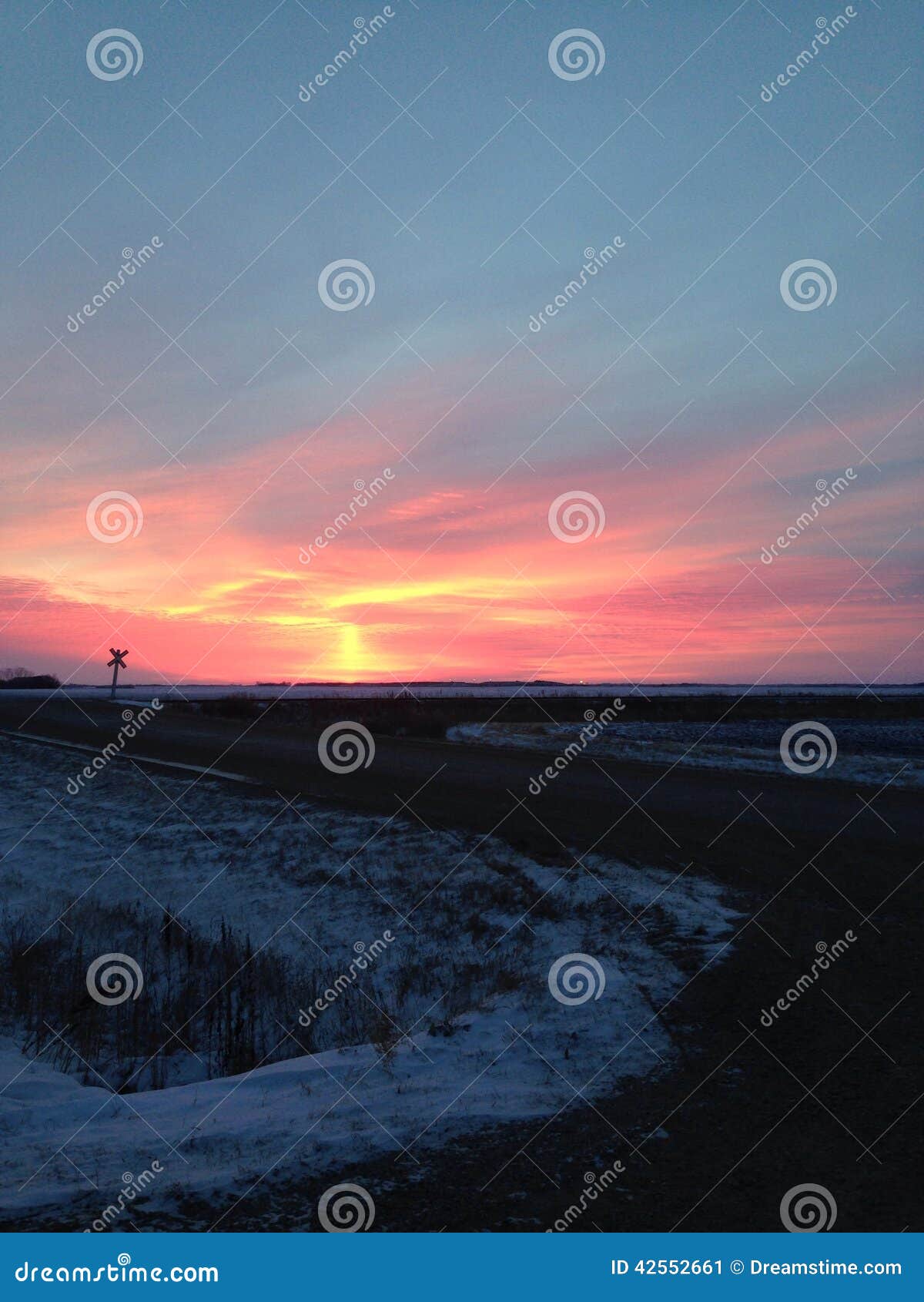 Morning wait stock image. Image of snow, railway, country - 42552661