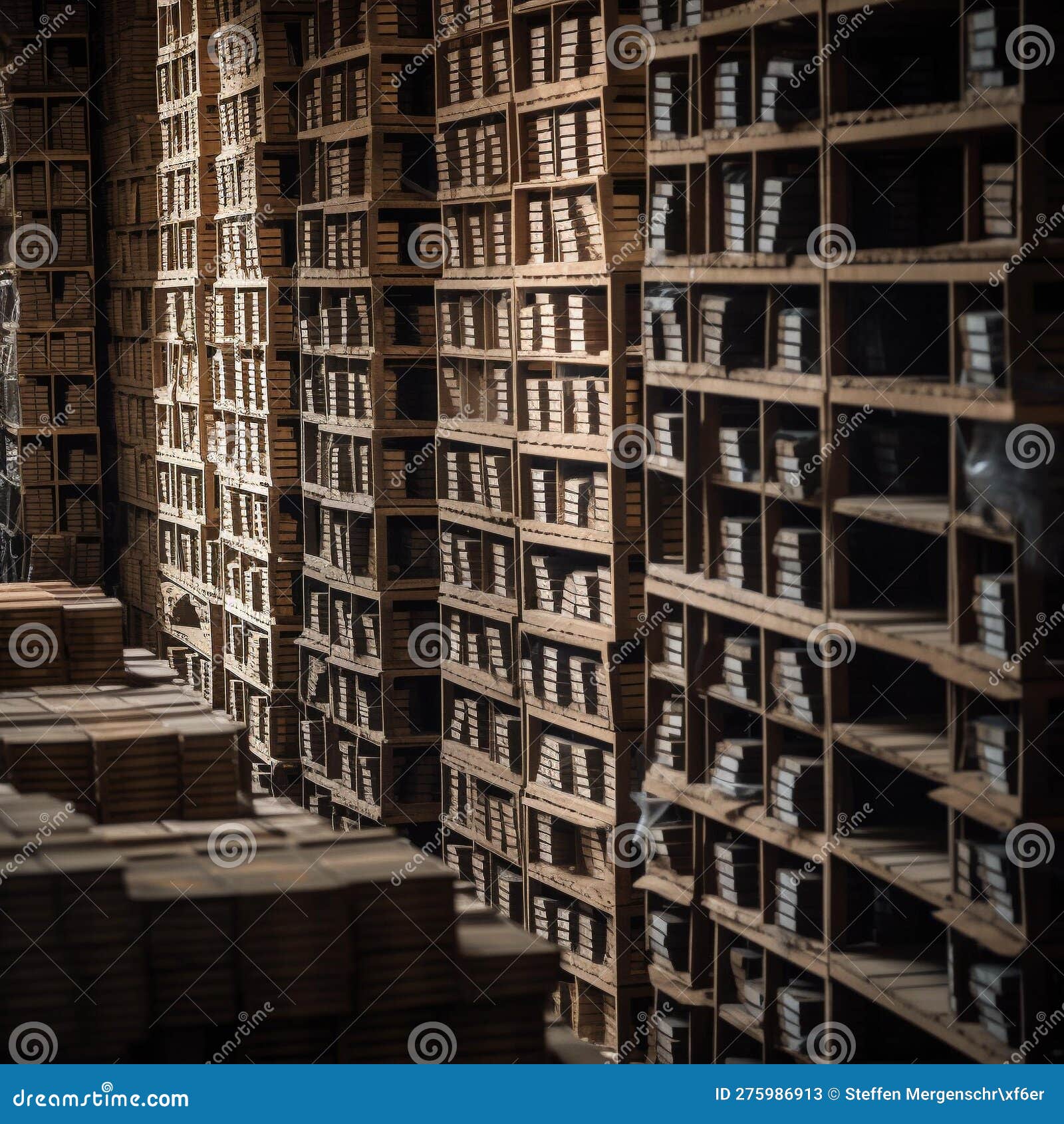 Morning at the Warehouse stock illustration. Illustration of organized ...