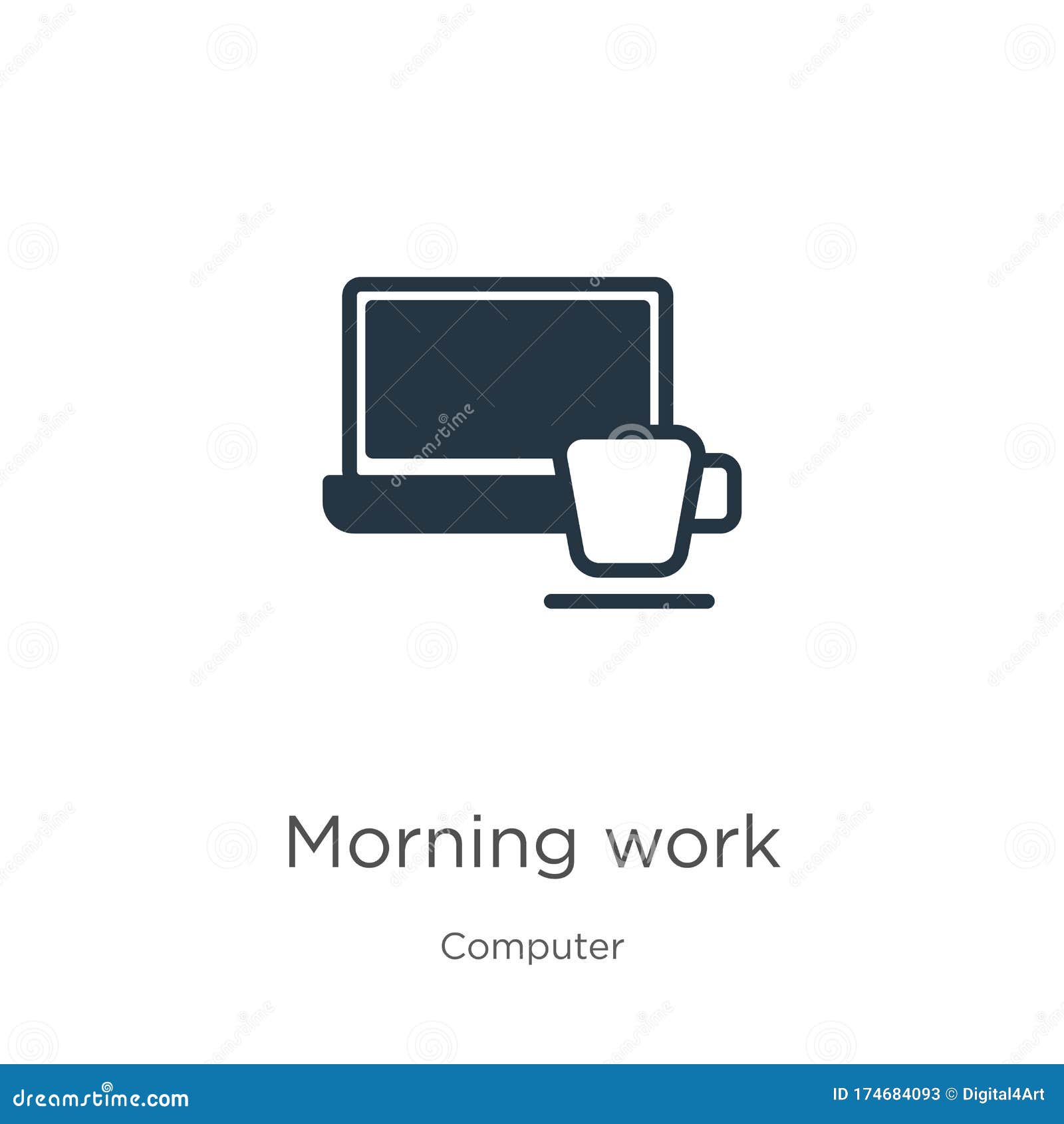 Morning Work Icon Vector. Trendy Flat Morning Work Icon from Computer ...