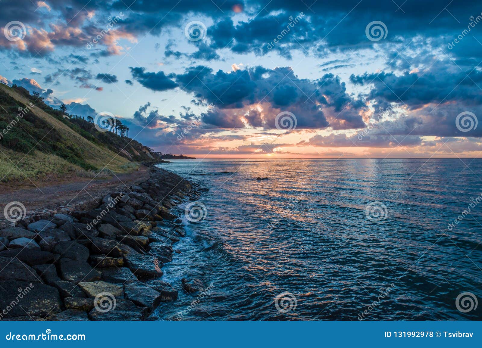 Mornington Peninsula Coastline at Dusk. Stock Photo - Image of drone ...