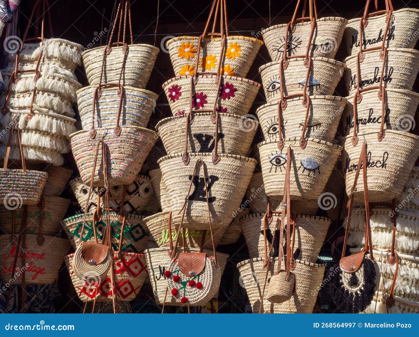 Moroccan Artisan Bags Exposed in the Street of a Shop in Marrakech ...