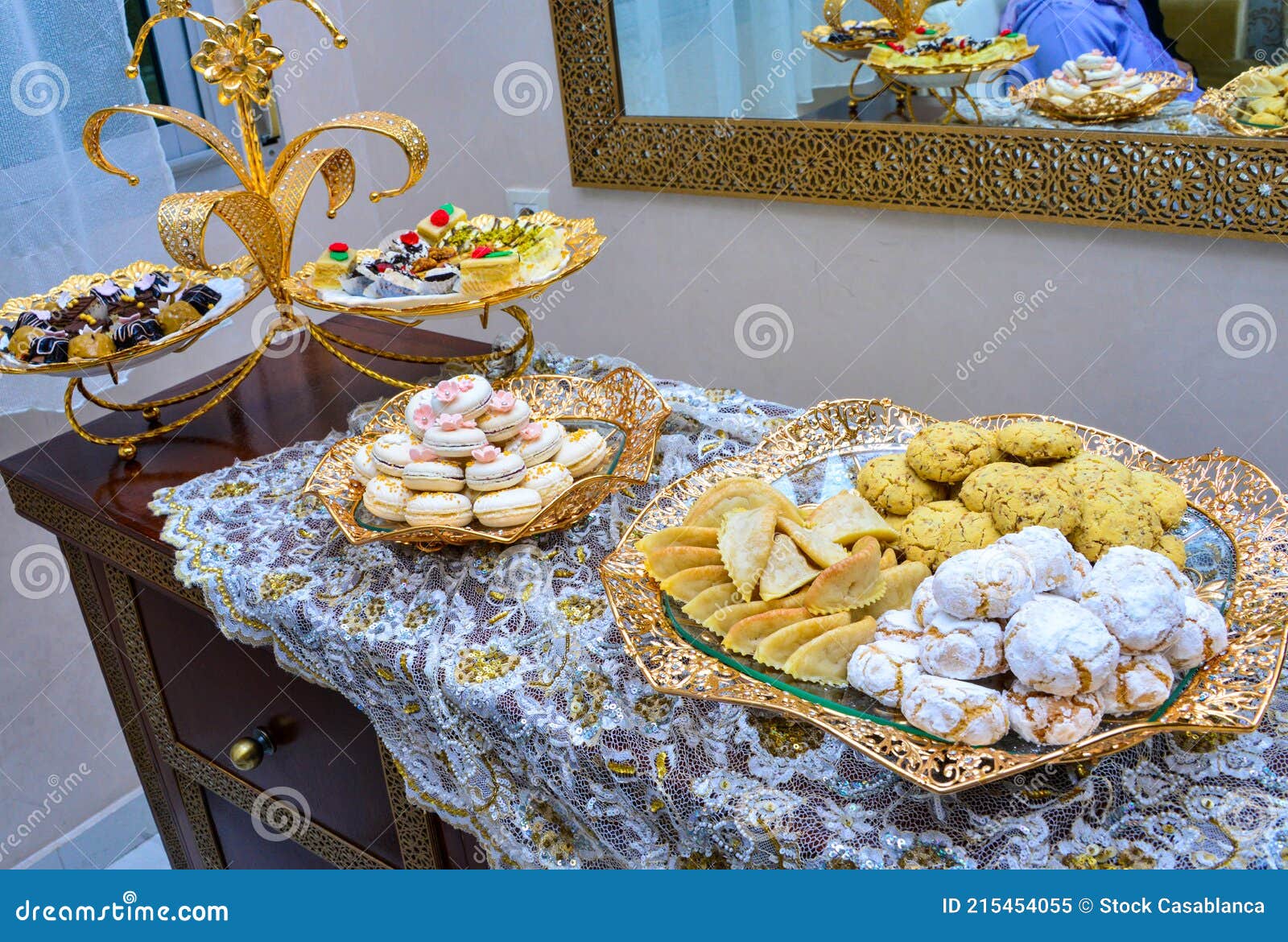 Moroccan Biscuit Dish. with French Macarons Stock Image - Image of ...
