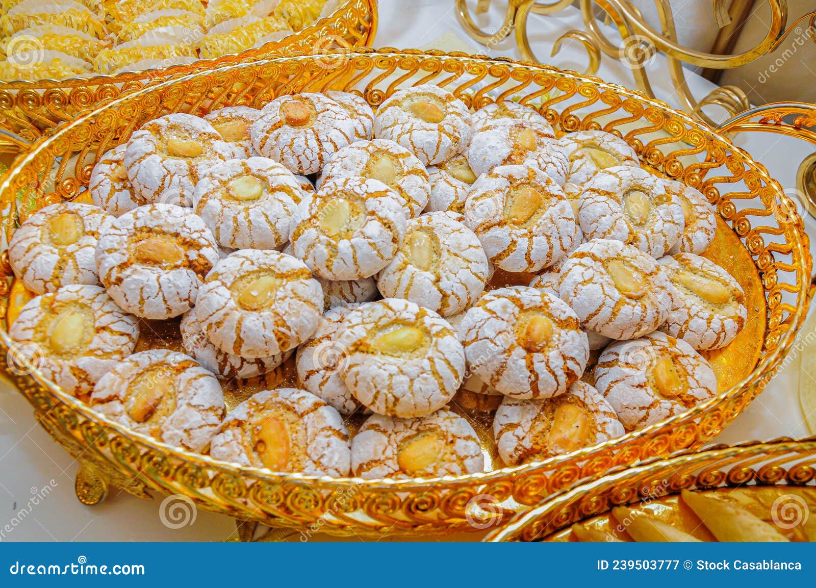 Moroccan Biscuits in a Golden Tray Served To Guests at the Wedding ...