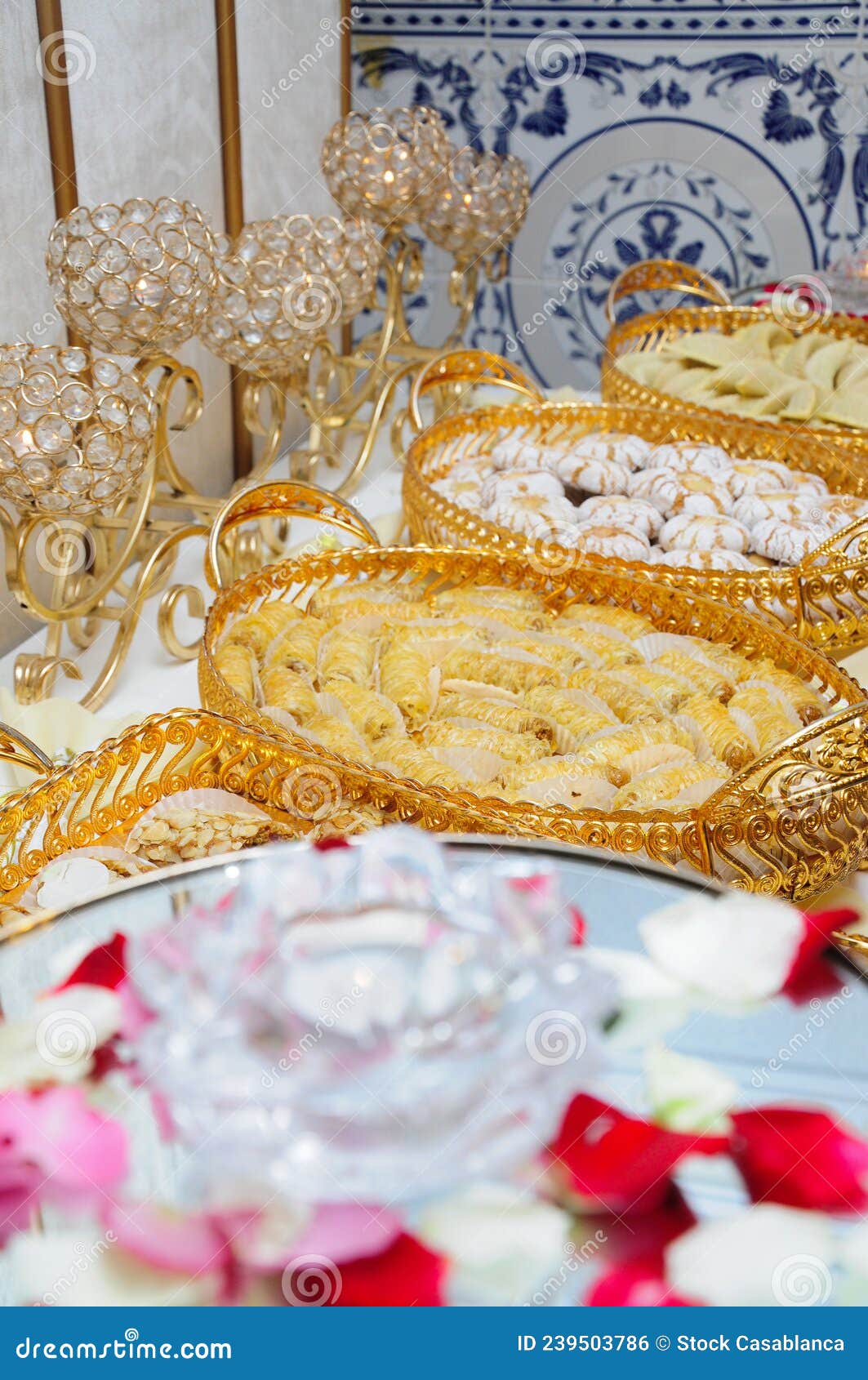 Moroccan Biscuits in a Golden Tray Served To Guests at the Wedding ...