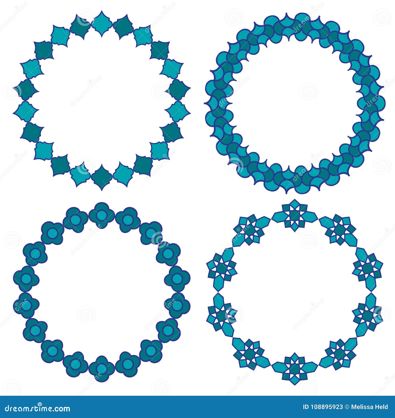 Moroccan Blue Circle Vector Frames Stock Vector - Illustration of ...