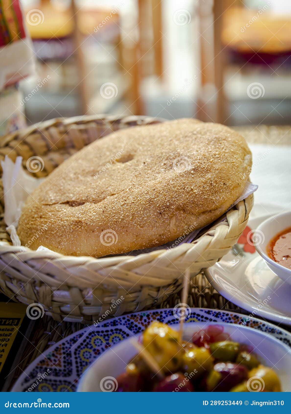 Moroccan Bread Placed in a Basket Stock Image - Image of local ...