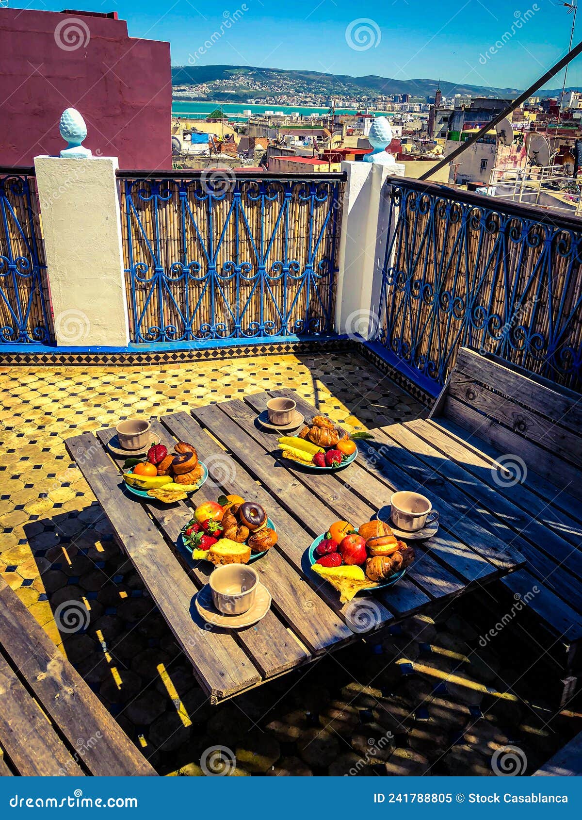 Moroccan Breakfast on One of Tangier Rooftops. Tangier is Located in ...