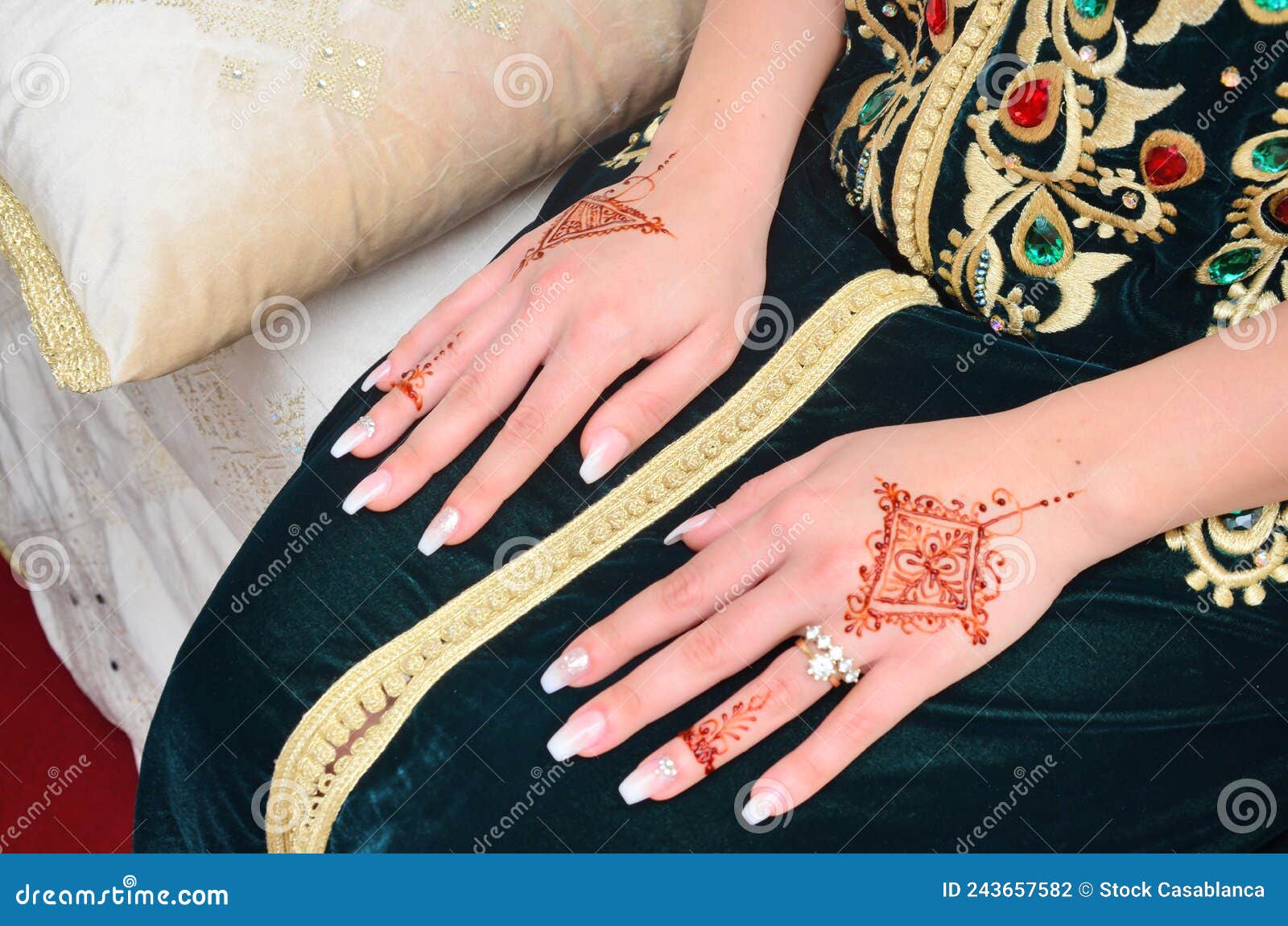 Moroccan Bride Getting Henna Done before Wedding. Stock Photo - Image ...