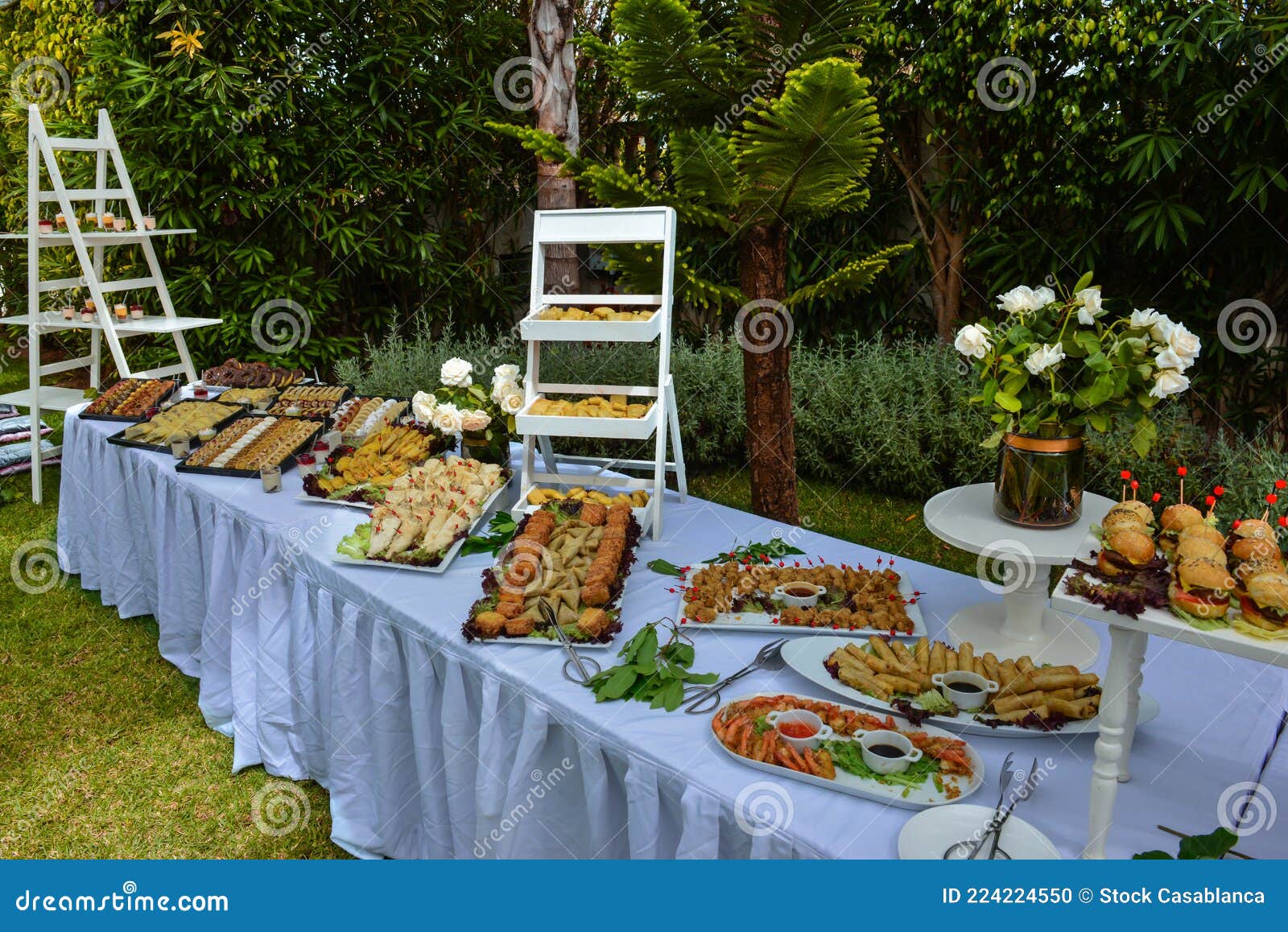 Buffet With Sweets. Fruits And Other Sweets On Dessert Table. Rows Of ...