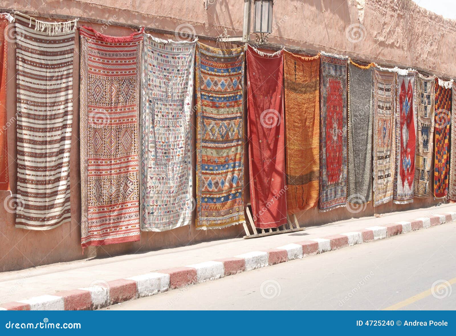 Moroccan Carpets on a Wall stock photo. Image of road - 4725240