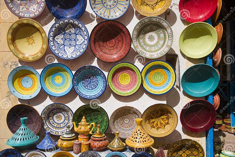 Moroccan Ceramic Handpainted Dishes Stock Image - Image of medina ...