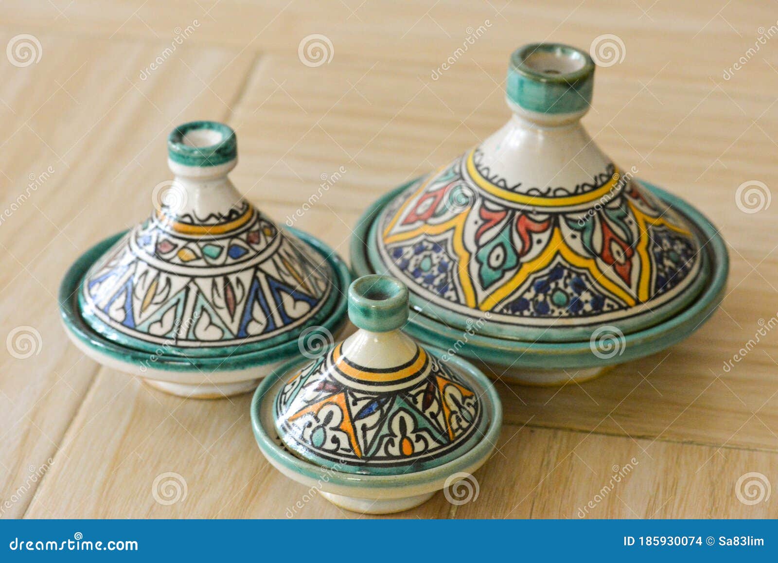 Moroccan ceramic pots stock photo. Image of pottery - 185930074