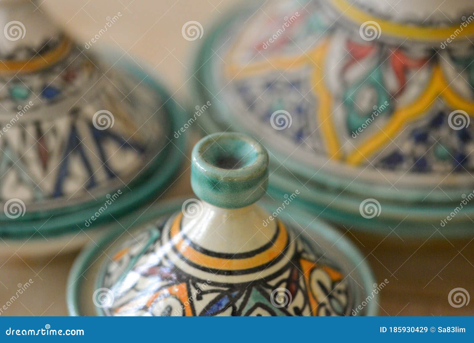 Moroccan ceramic pots stock image. Image of clay, traditional - 185930429