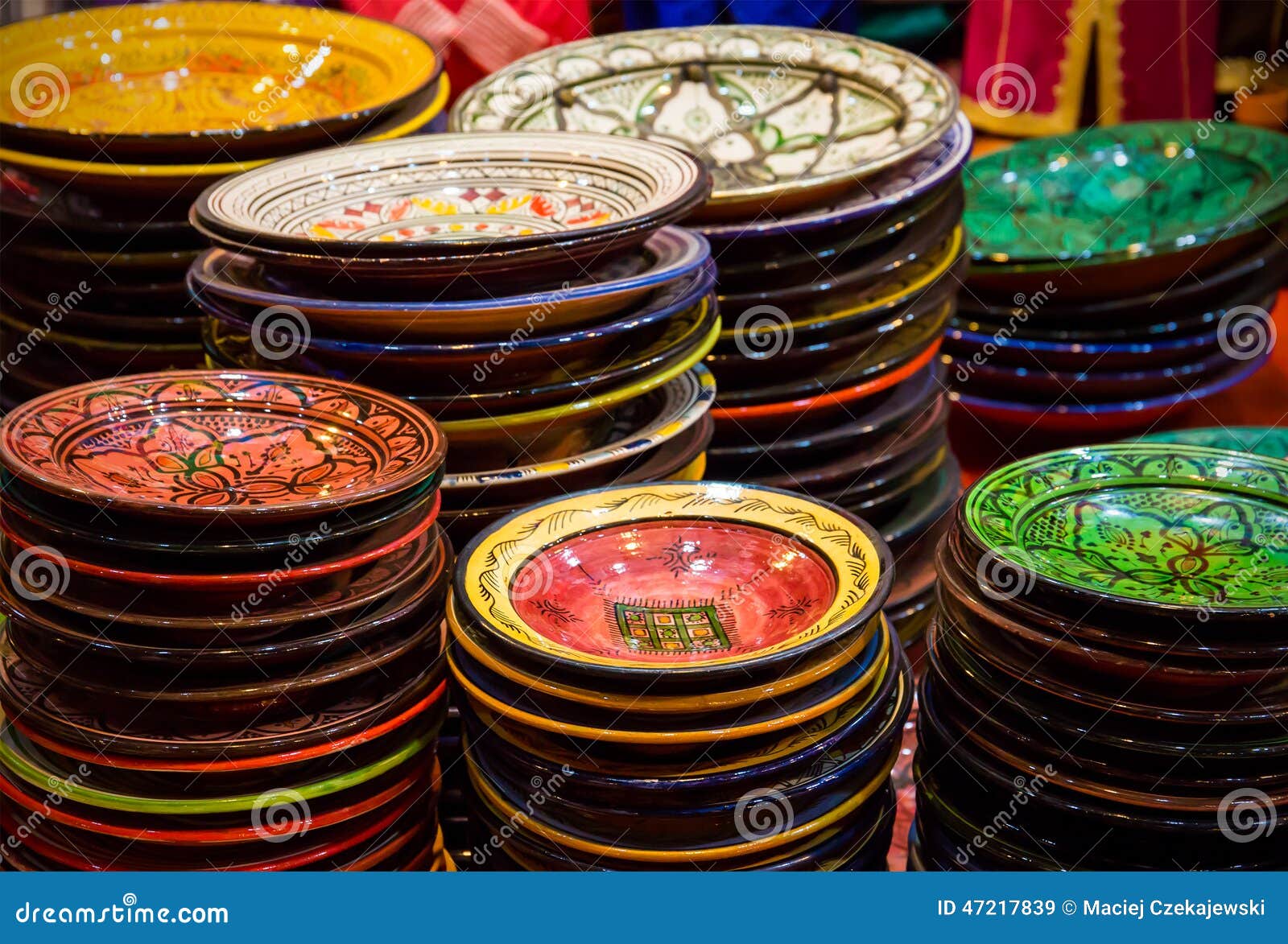 Moroccan ceramic souvenirs stock image. Image of market - 47217839
