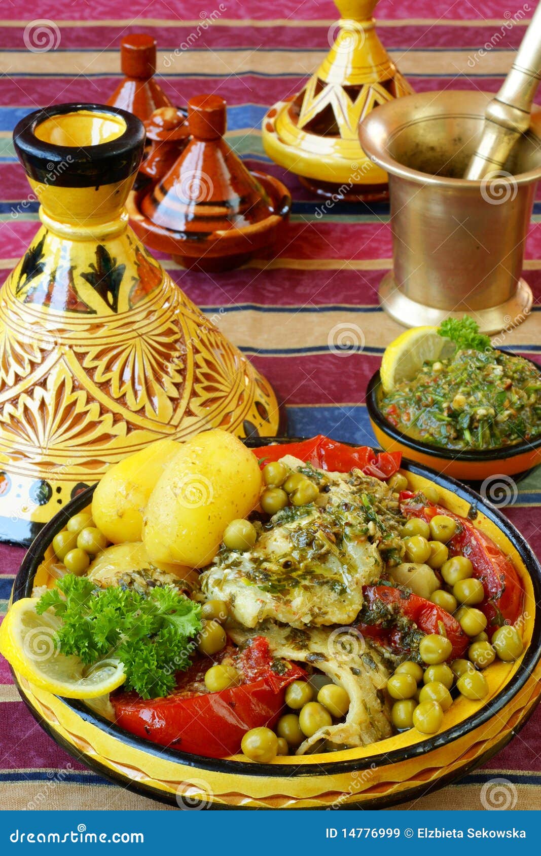 Moroccan Chermoula Fish Tajine Stock Image - Image of ready, garlic ...
