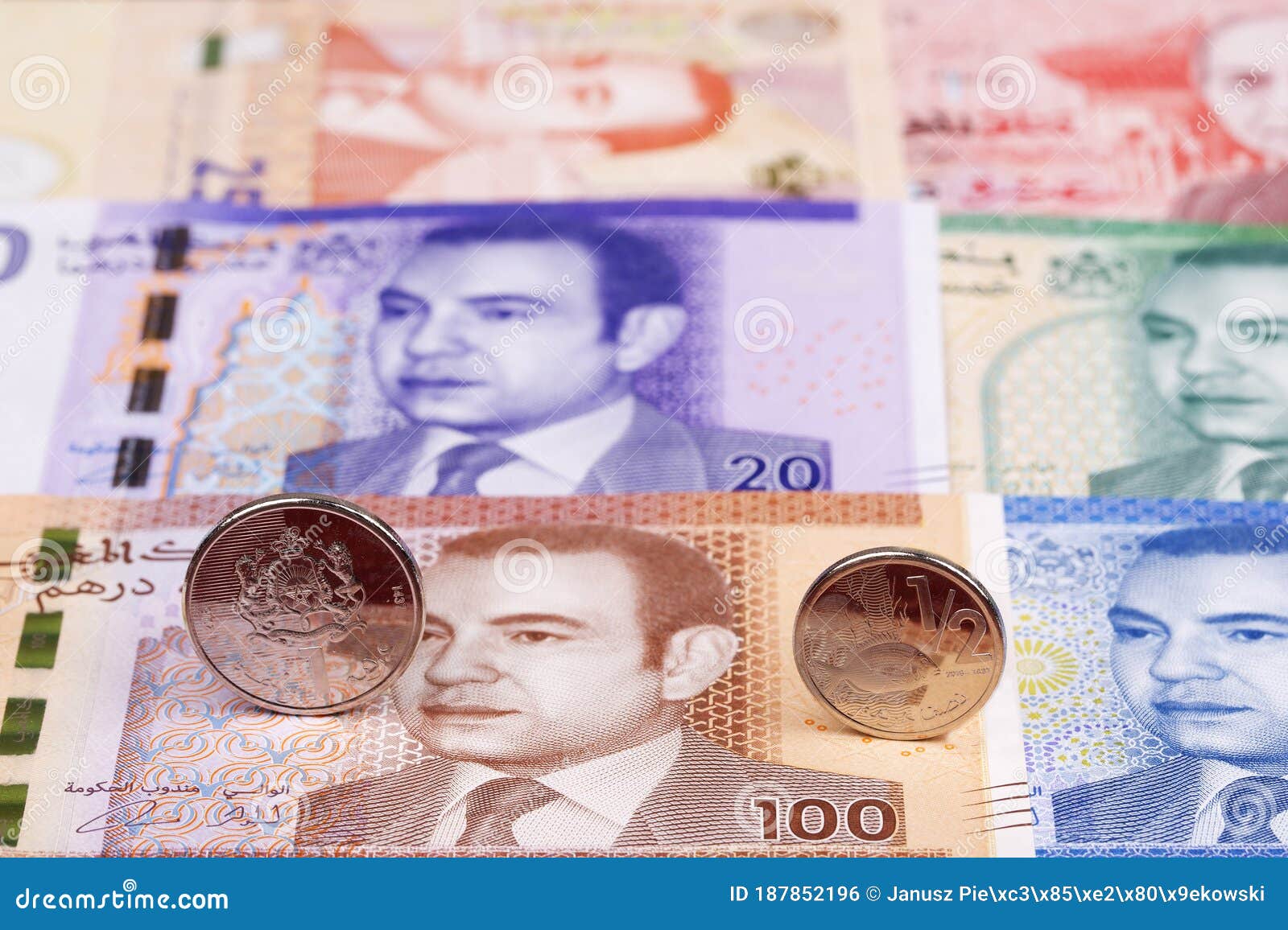 Moroccan Coins on the Background of Money Stock Photo - Image of money ...