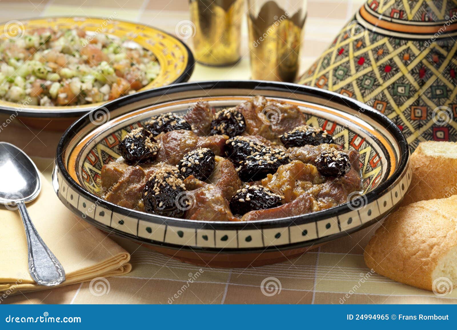 Moroccan Dish with Meat and Plums Stock Image - Image of salad, tajine ...