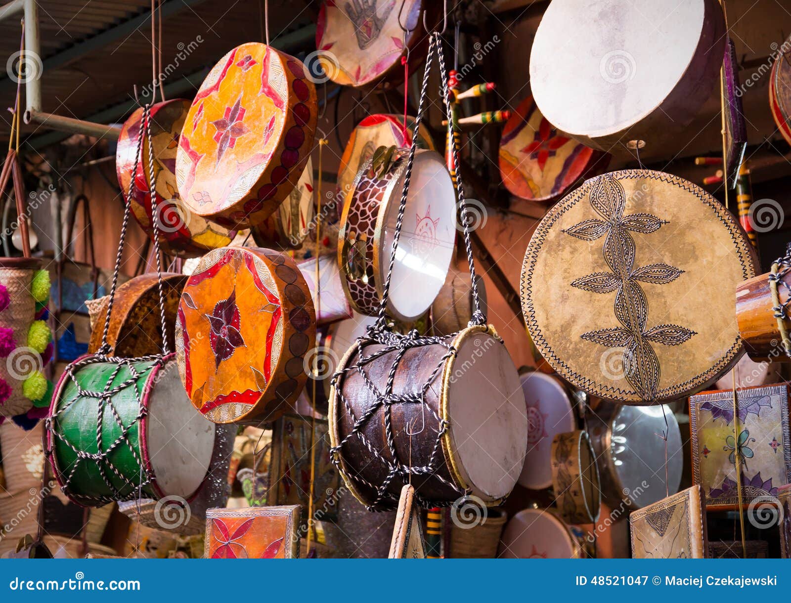 .Moroccan Drums Lying Isolated On A White Background. Traditional ...