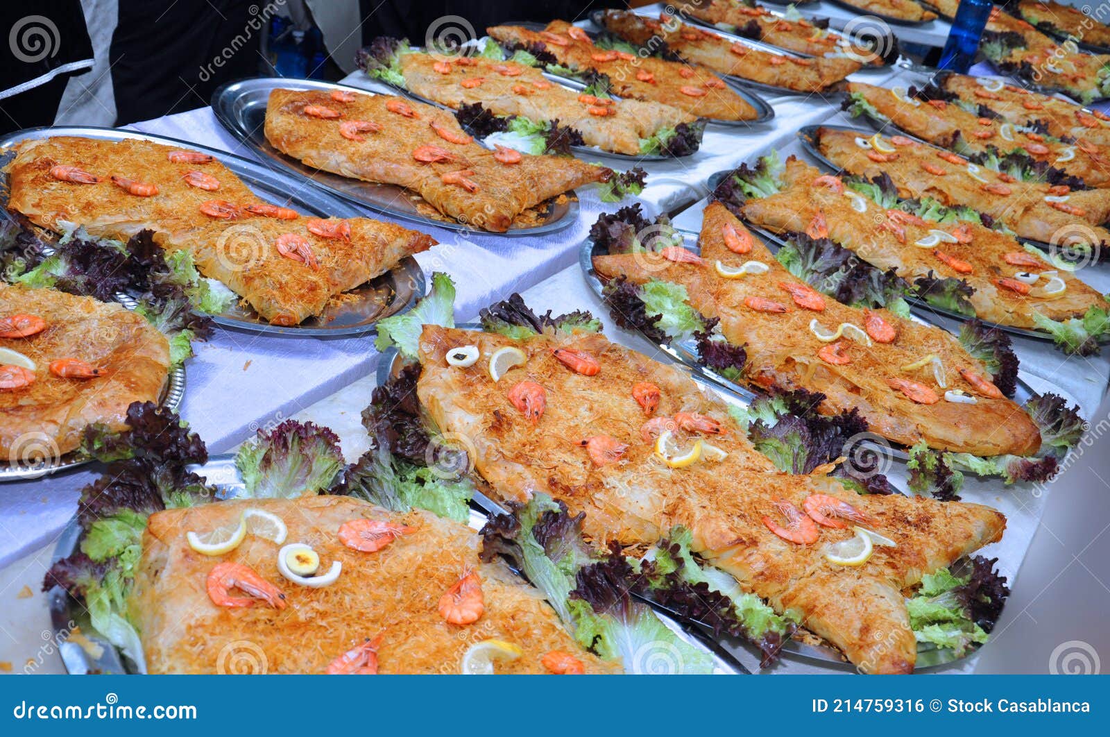 Moroccan Fish Pastilla. Pie Stuffed with Fish and Shrimp Served at ...