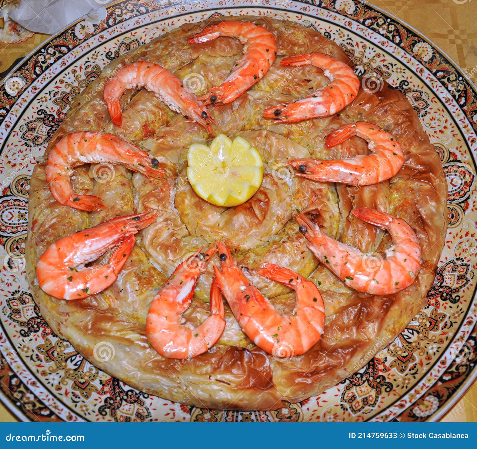 Moroccan Fish Pastilla. Pie Stuffed with Fish and Shrimp Served at ...