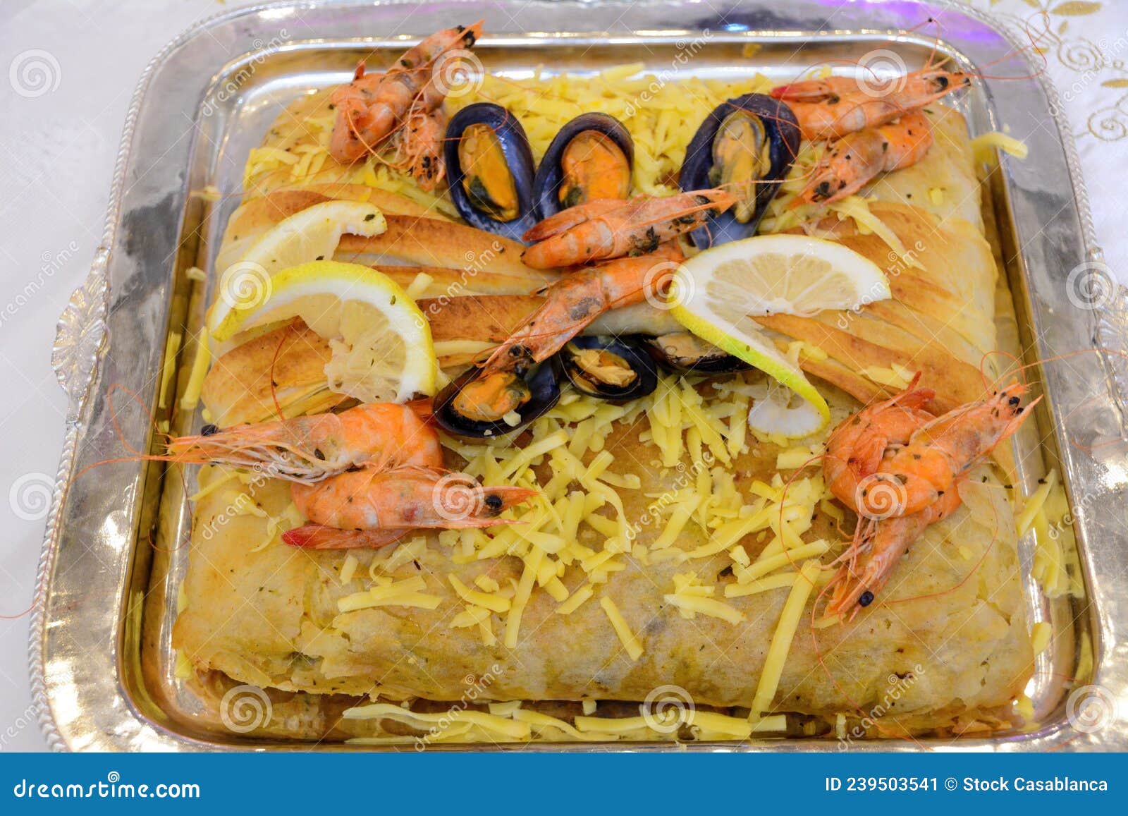 Moroccan Fish Pie. Moroccan Seafood Bastilla Recipe Stock Image - Image ...