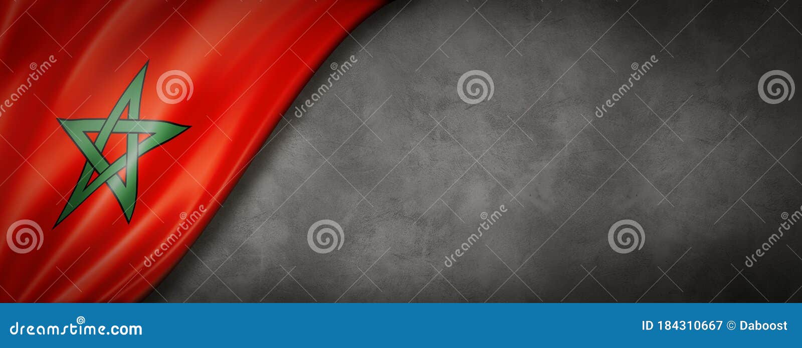 Moroccan Flag on Concrete Wall Banner Stock Illustration - Illustration ...