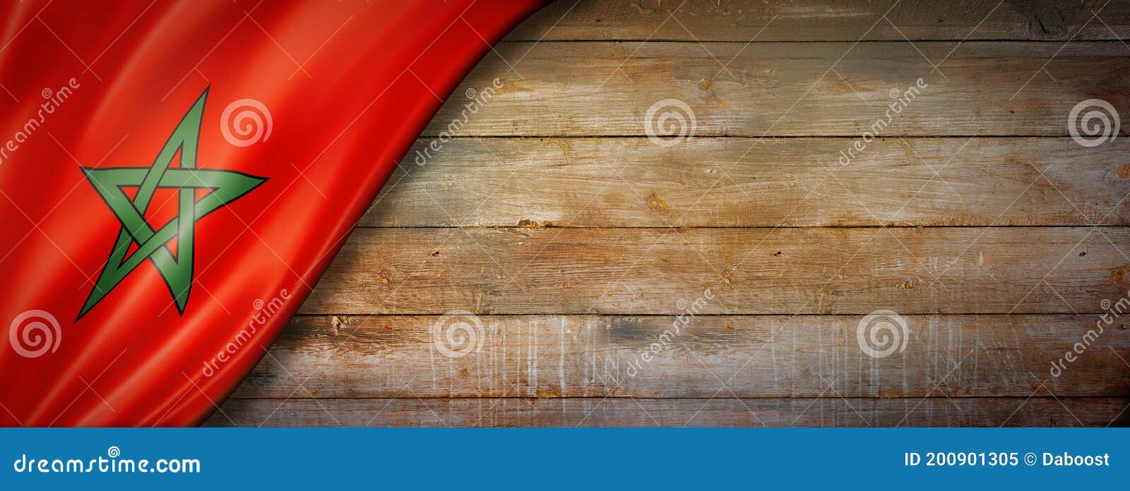 Moroccan Flag on Vintage Wood Wall Banner Stock Image - Image of satin ...