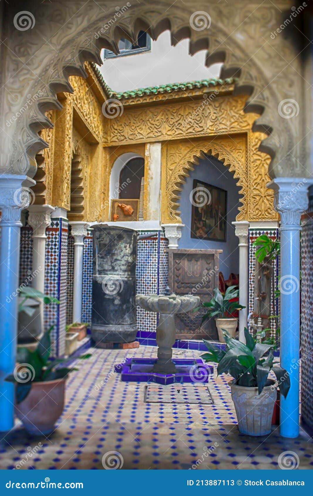 A Moroccan Gate with a Fountain of Moroccan Architectural Heritage ...