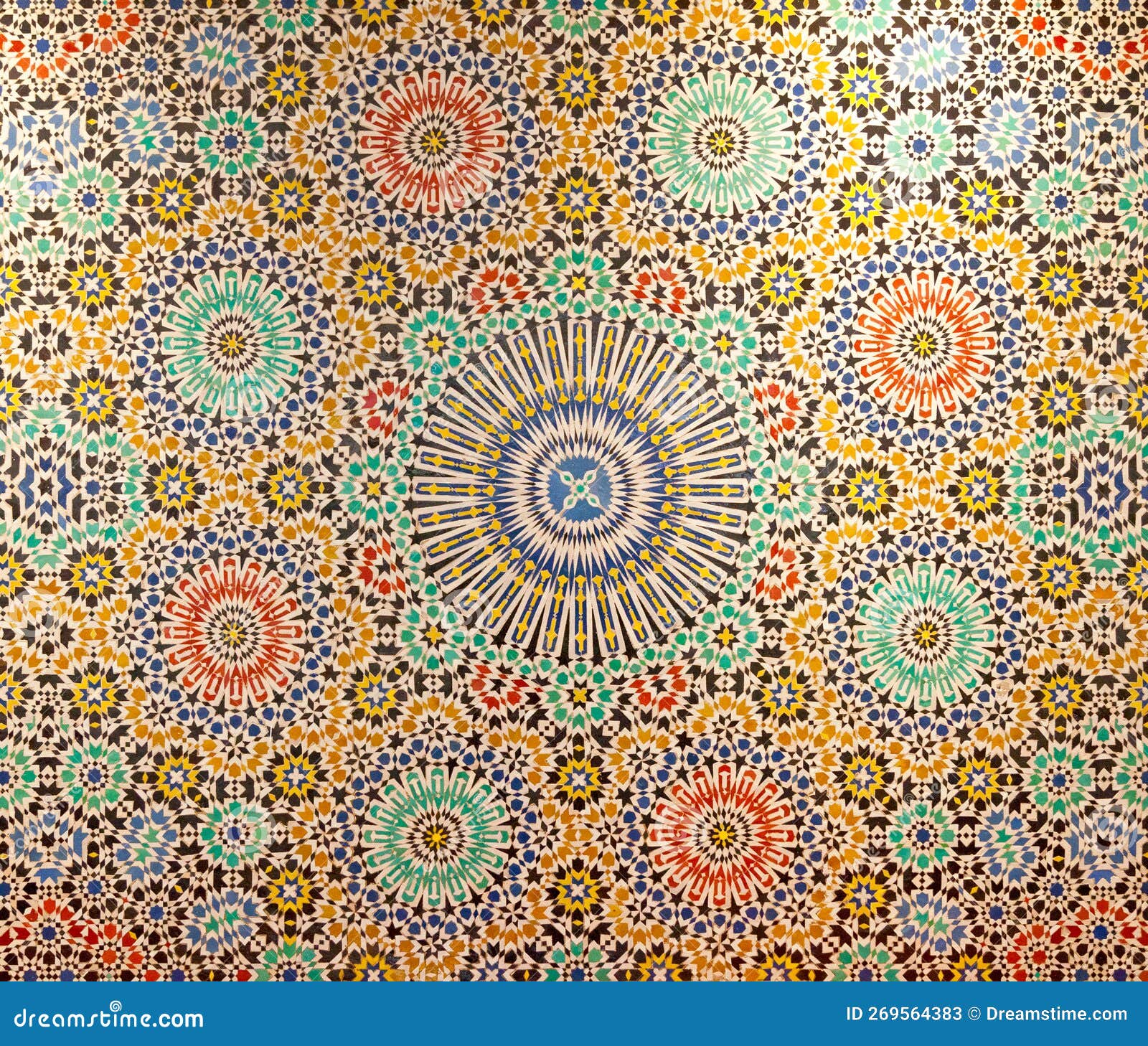 Moroccan Geometric Pattern in Mosaic Stock Illustration - Illustration ...