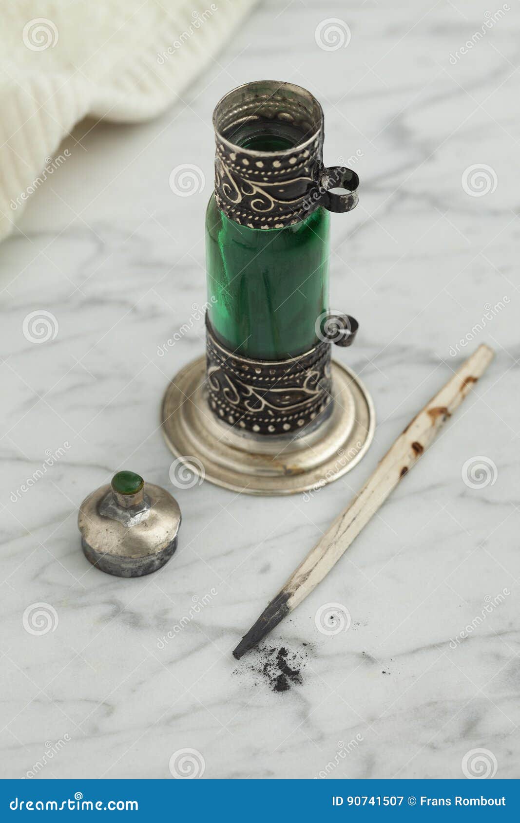 Moroccan Green Bottle with Black Kohl Stock Image - Image of treatment ...