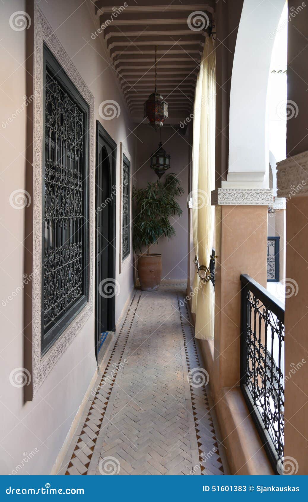 Moroccan house corridor stock image. Image of house, architecture ...