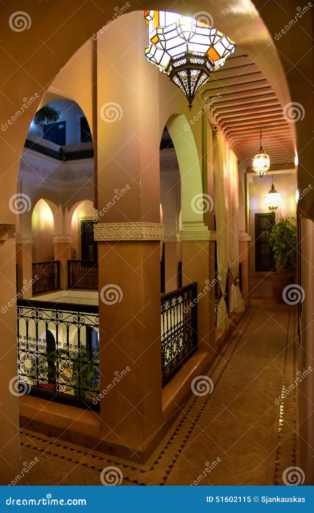 Vaulted Corridor, Moroccan House Interior Stock Image - Image of arabic ...