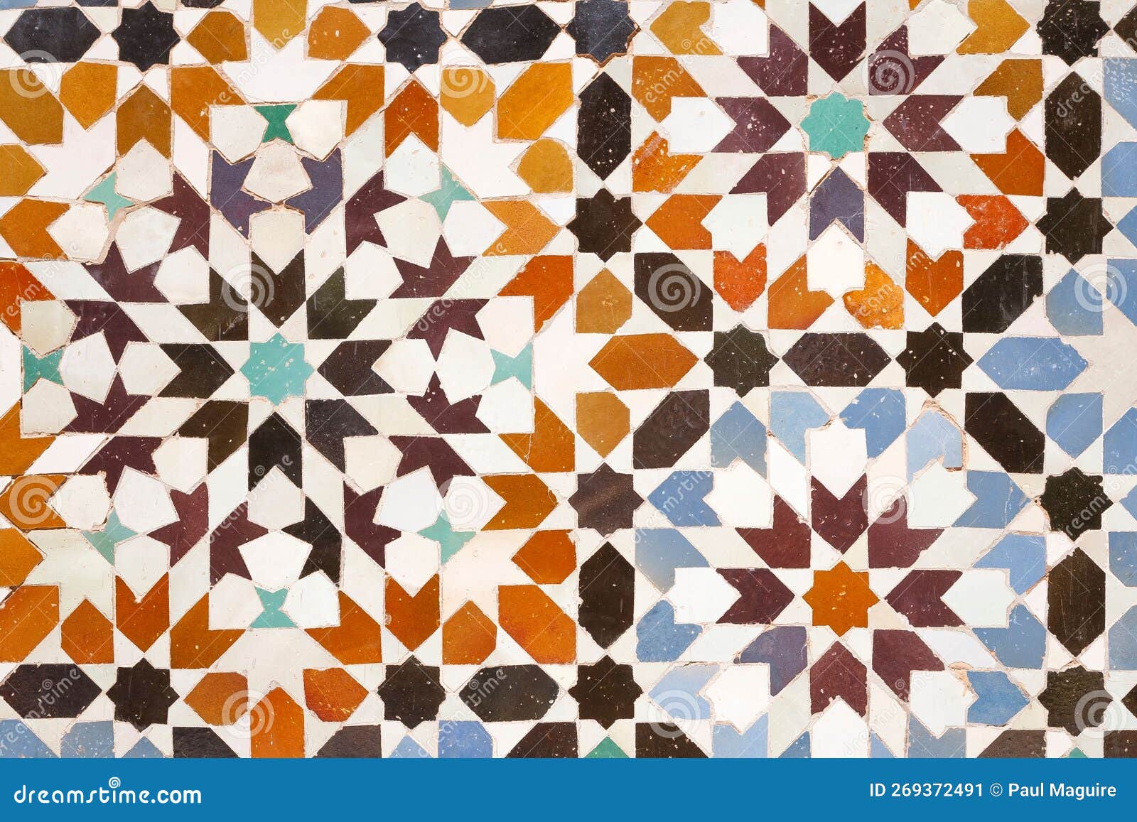 Moroccan Islamic Mosaic Tiles in Marrakesh, Morocco Stock Image - Image ...