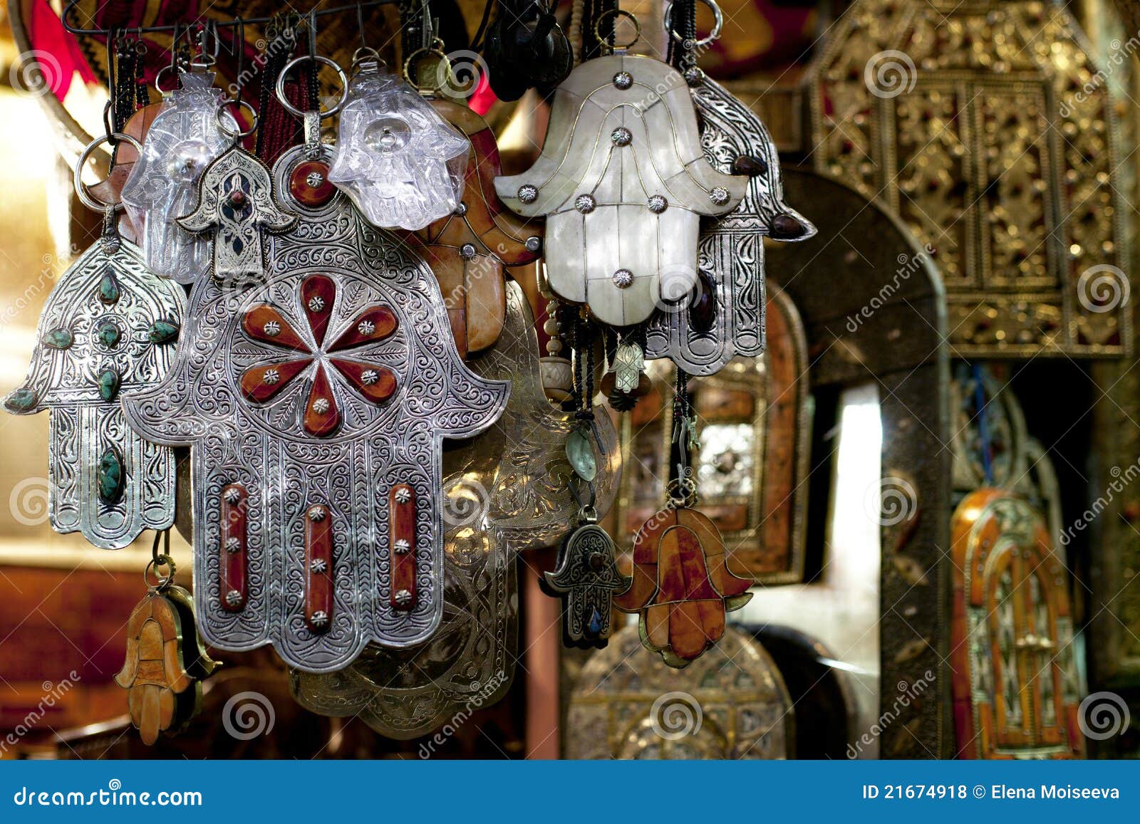 Moroccan Khamsa Hamsa Hands of Fatima Stock Photo - Image of coppery ...