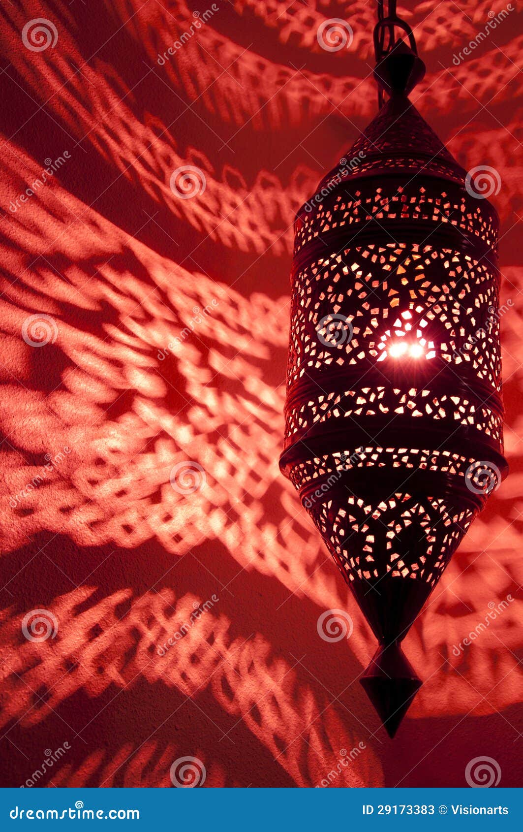 Moroccan Lamp with Red Reflected Pattern Stock Image - Image of morocco ...