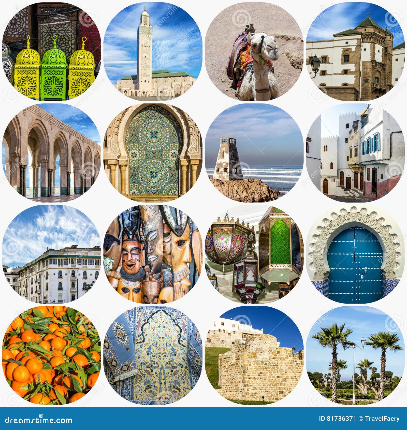 Moroccan Landmarks Collage, Casablanca, Morocco. Stock Image - Image of ...