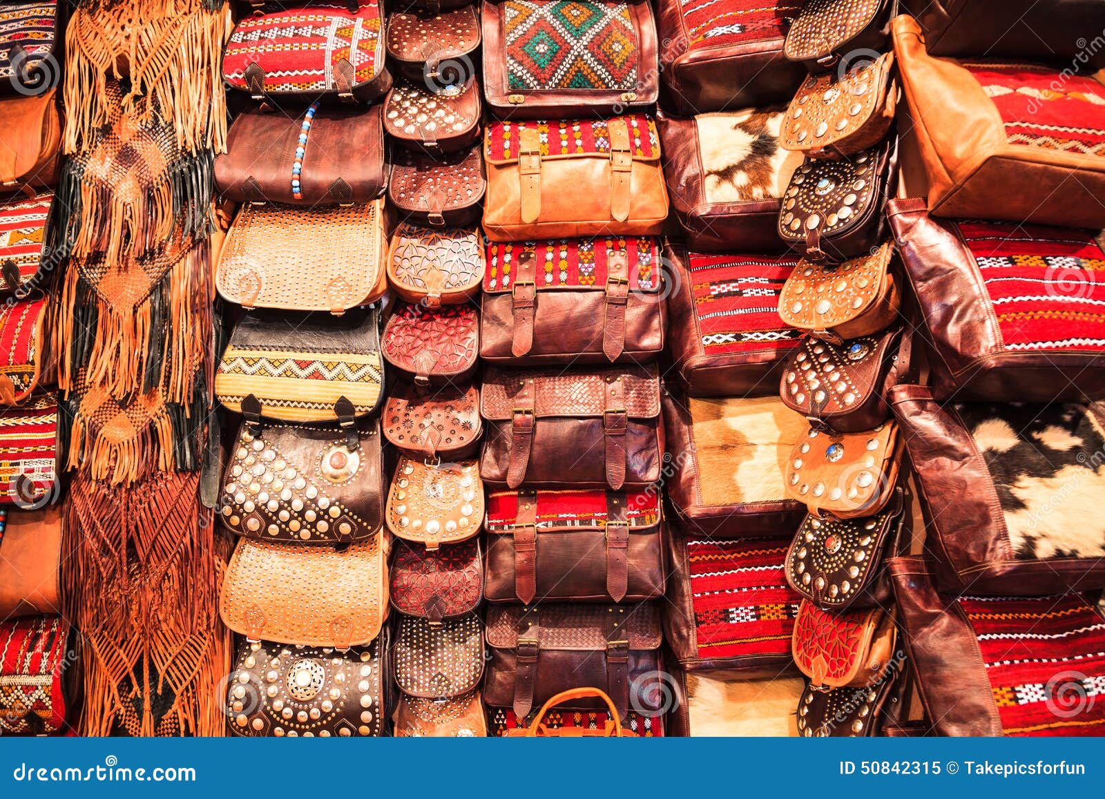Moroccan leather bag stock image. Image of souvenir, hide - 50842315