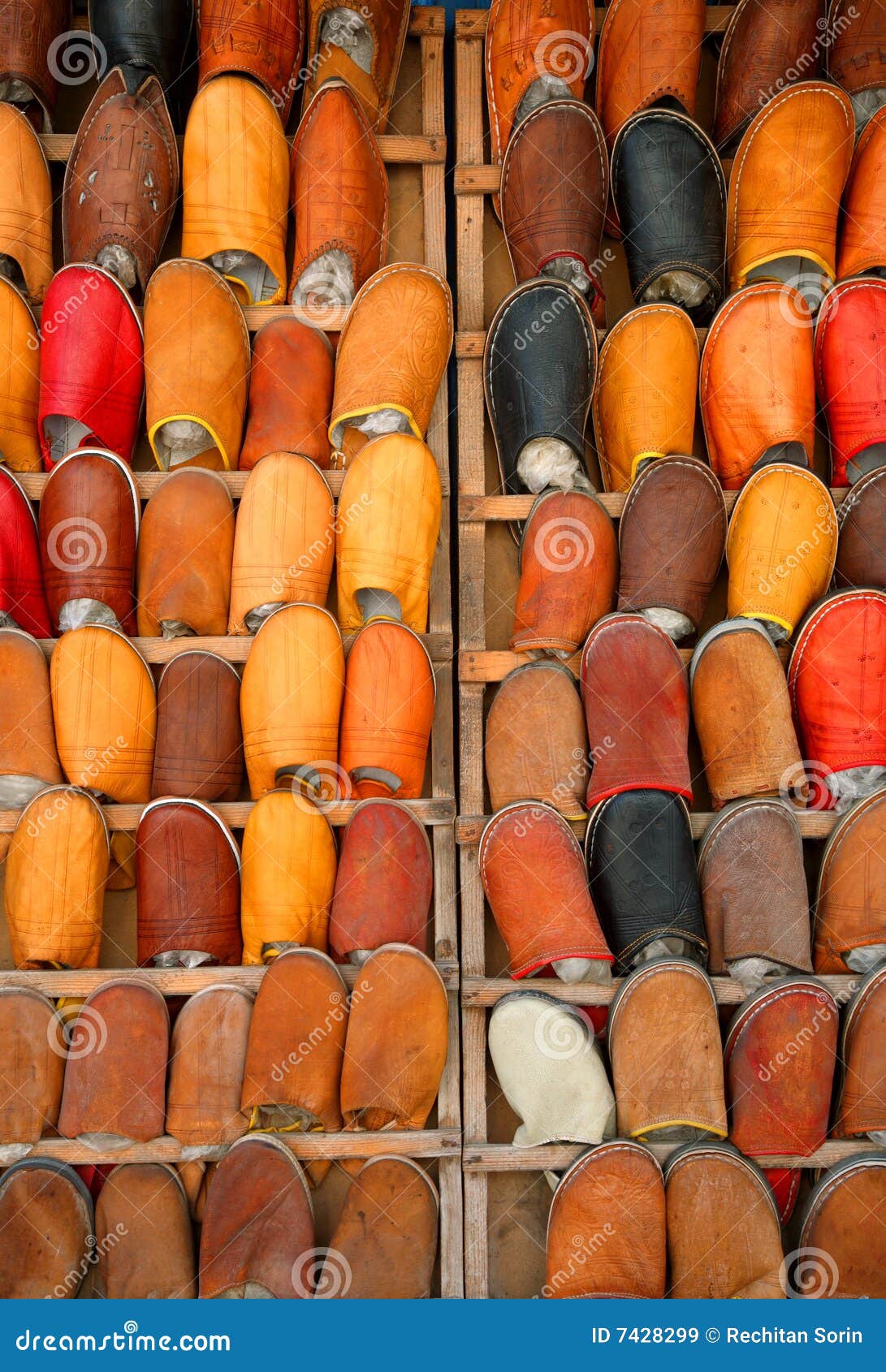 Moroccan leather shoes stock image. Image of souvenir - 7428299