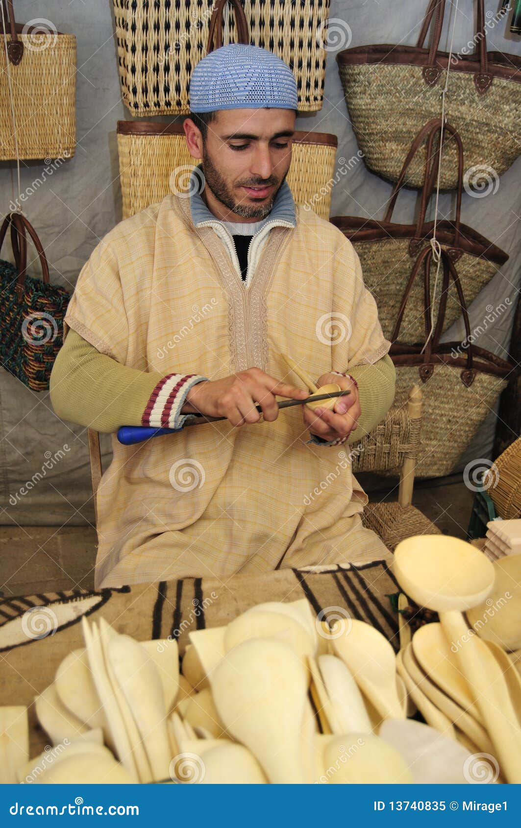 Moroccan Market Trader, Seated Stock Image - Image of baskets, filing ...